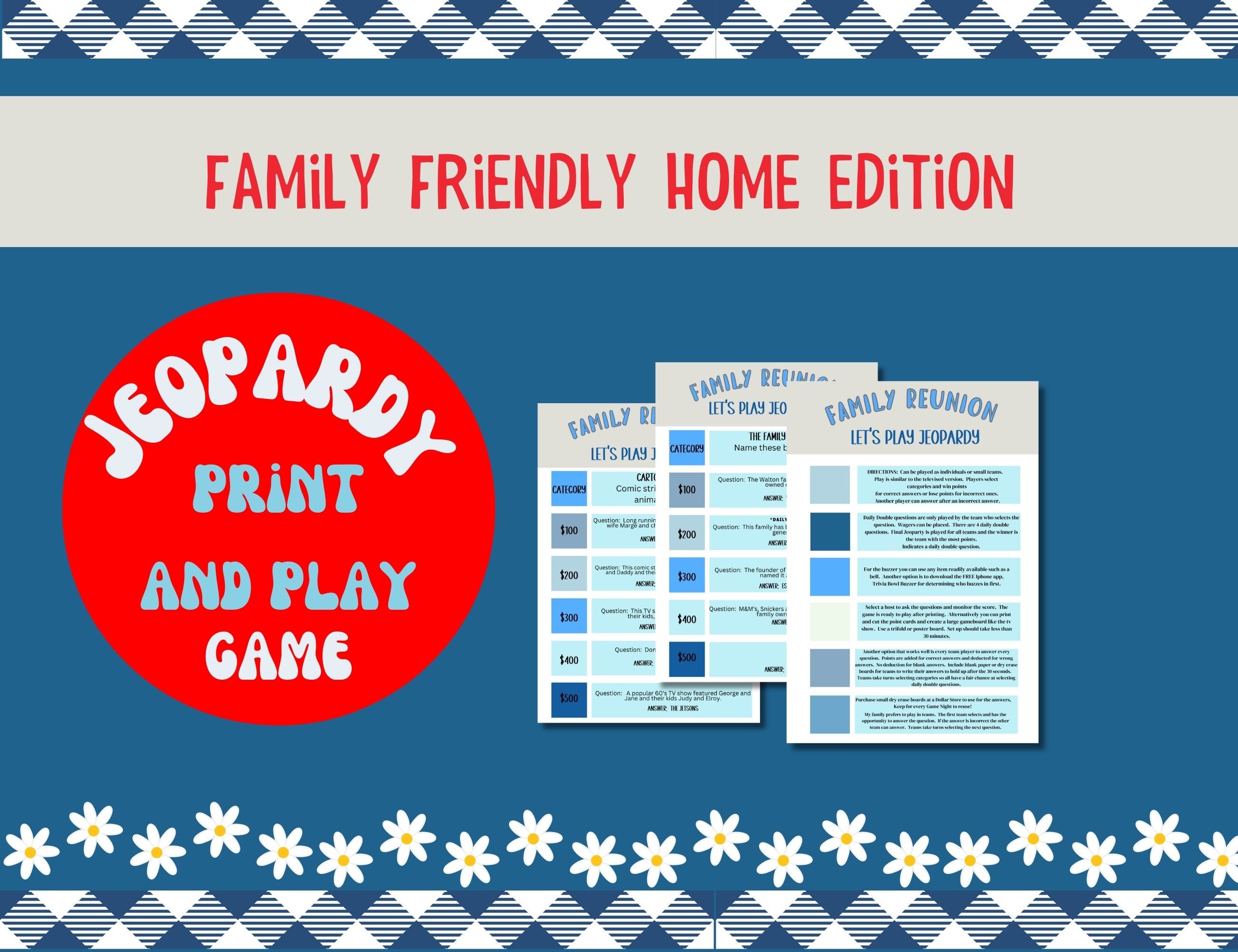 Family Reunion Jeopardy Game| Family Party Game| Trivia Game| Game for ...