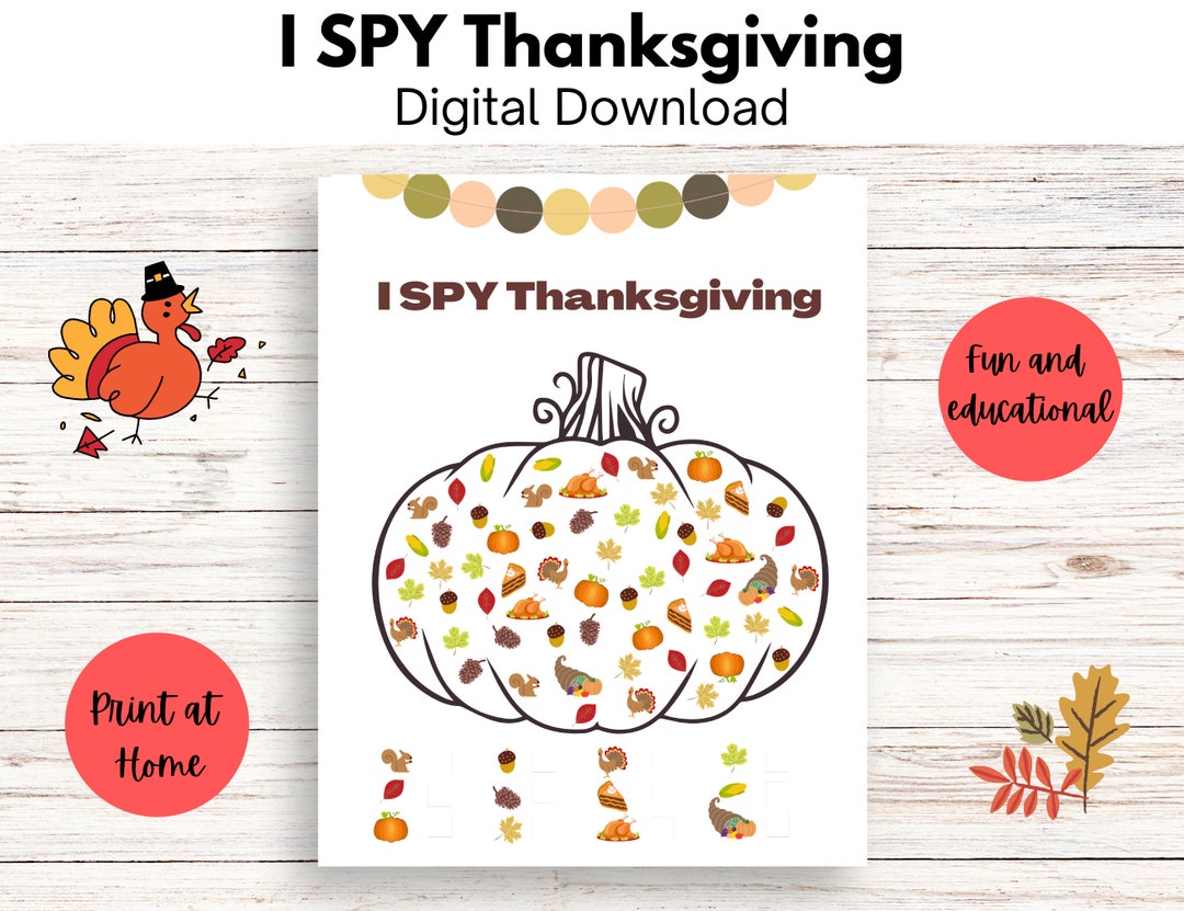 Thanksgiving I Spy Printable Game for Kids/canadian Thanksgiving ...