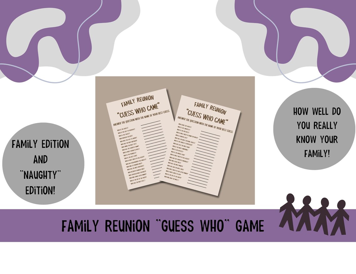 Family Reunion Guess Who Game Bundle Family Games for Reunion ...