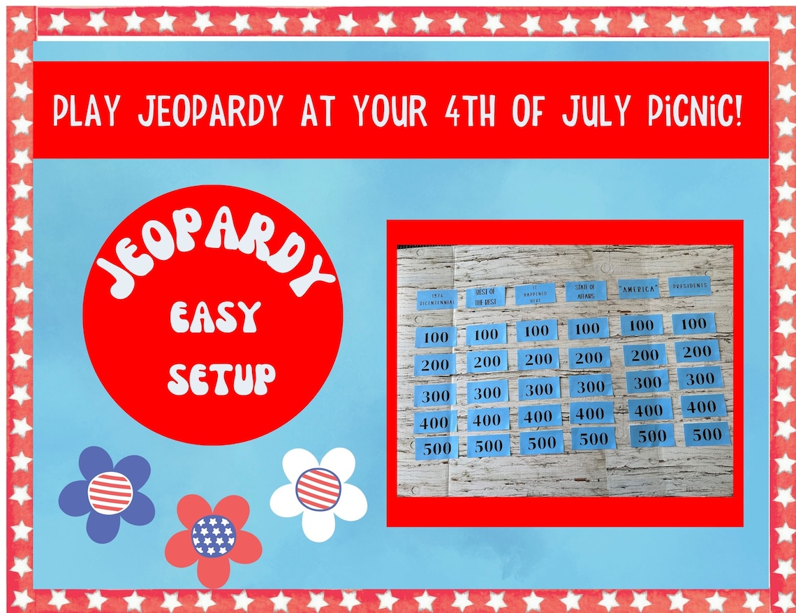 4th of July Jeopardy Party Game| Family Jeopardy Game for July 4th ...