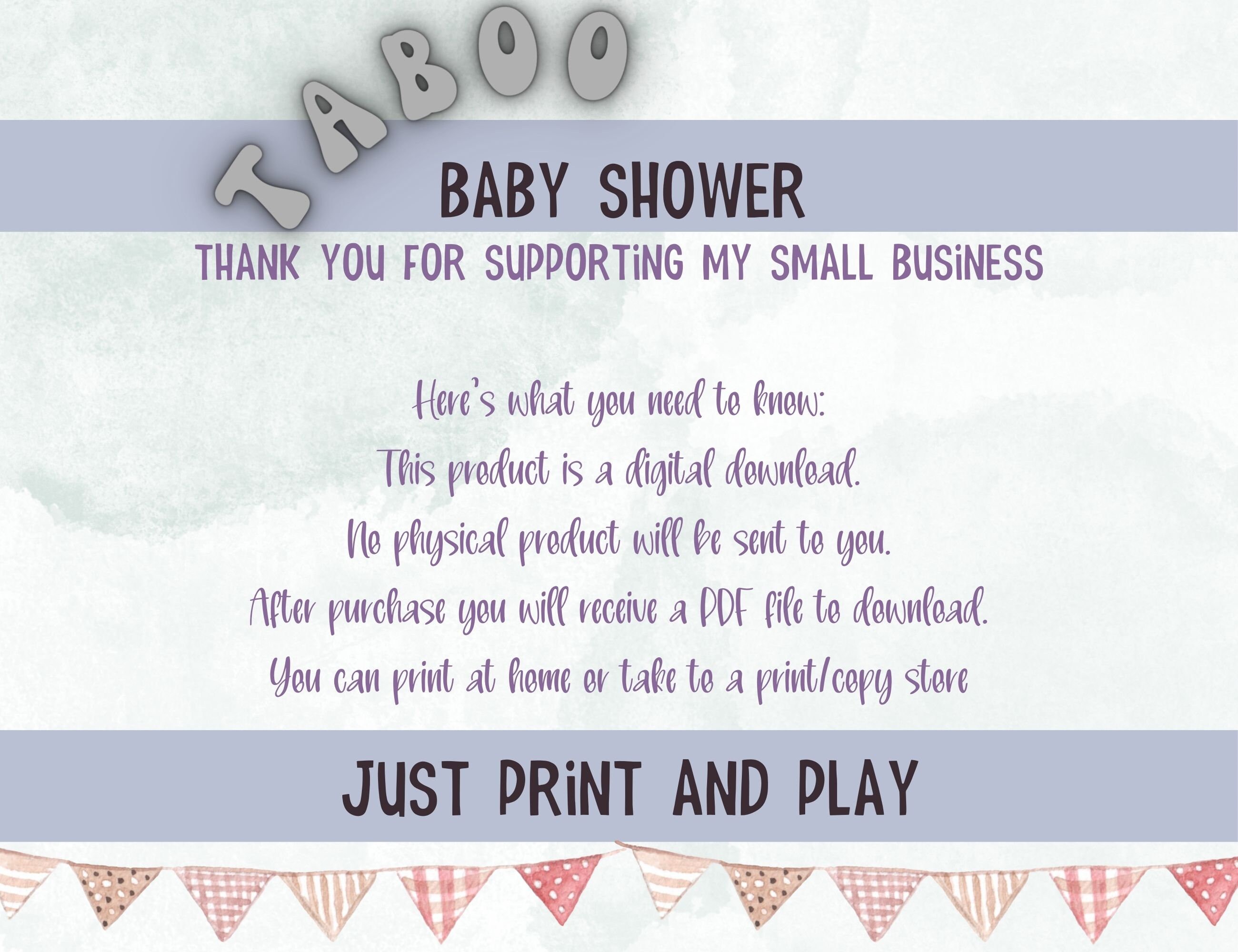 Baby Shower Game, Baby Shower Taboo Game; Pink Baby Shower Game ...