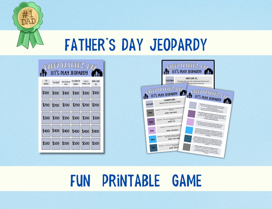 Fathers Day Game for Family Gift for Dads Day Jeopardy Party Game ...
