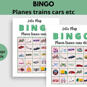 Bingo Game for Kids Featuring Transportation; Printable Bingo Game With ...