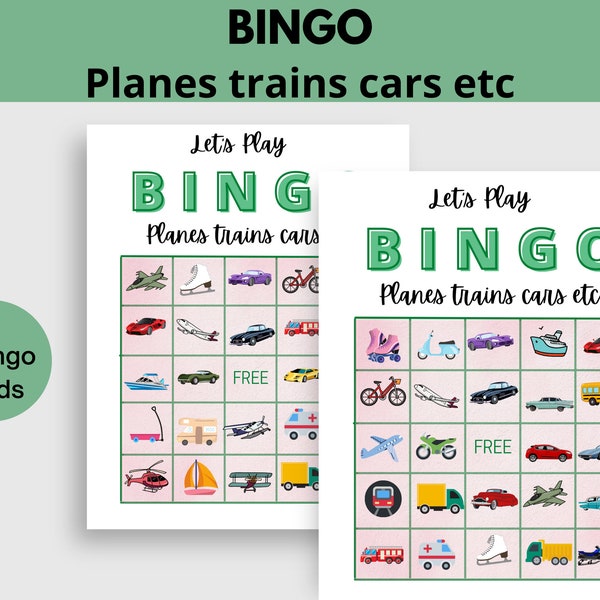 Planes Trains Bingo - Etsy