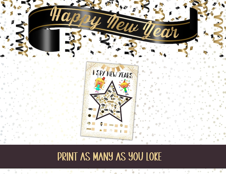 Printable I Spy Game for New Years. Kids Activity for New Years ...