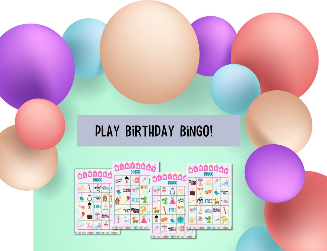 Kids Birthday Bingo Game, Party Bingo Activity, Birthday Game Bingo ...