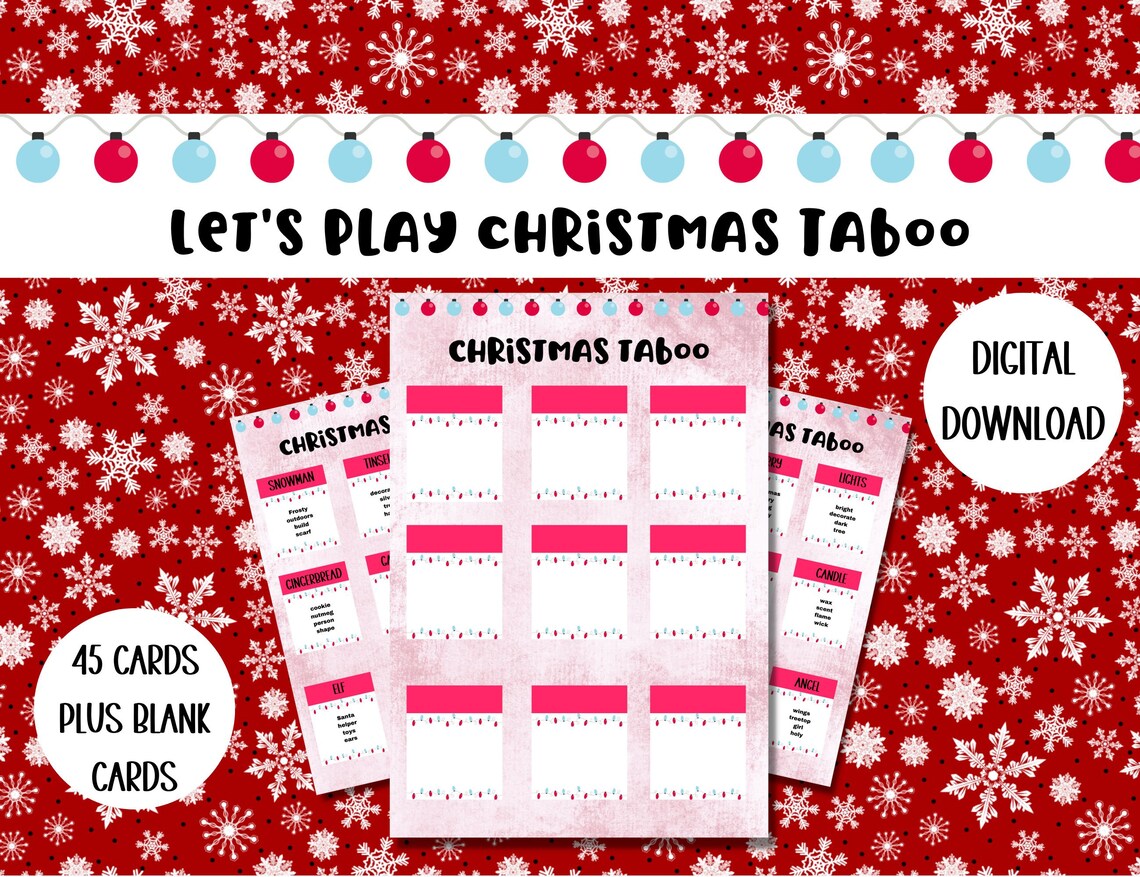 Christmas Taboo Game for Families. Fun Forbidden Word Game for Lots of ...