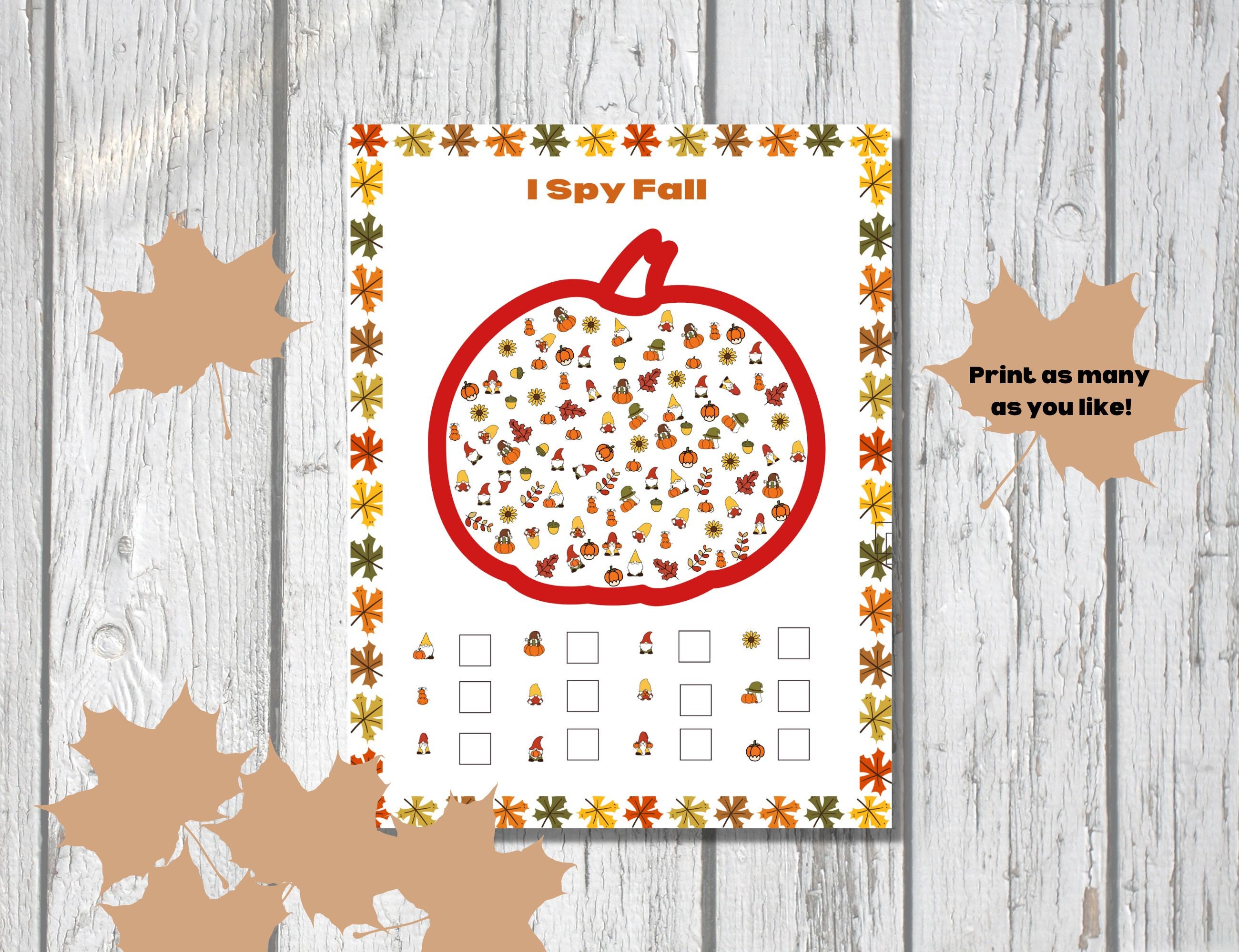 I Spy Fall Printable Activity Game for Kids, Fall Games for Children ...