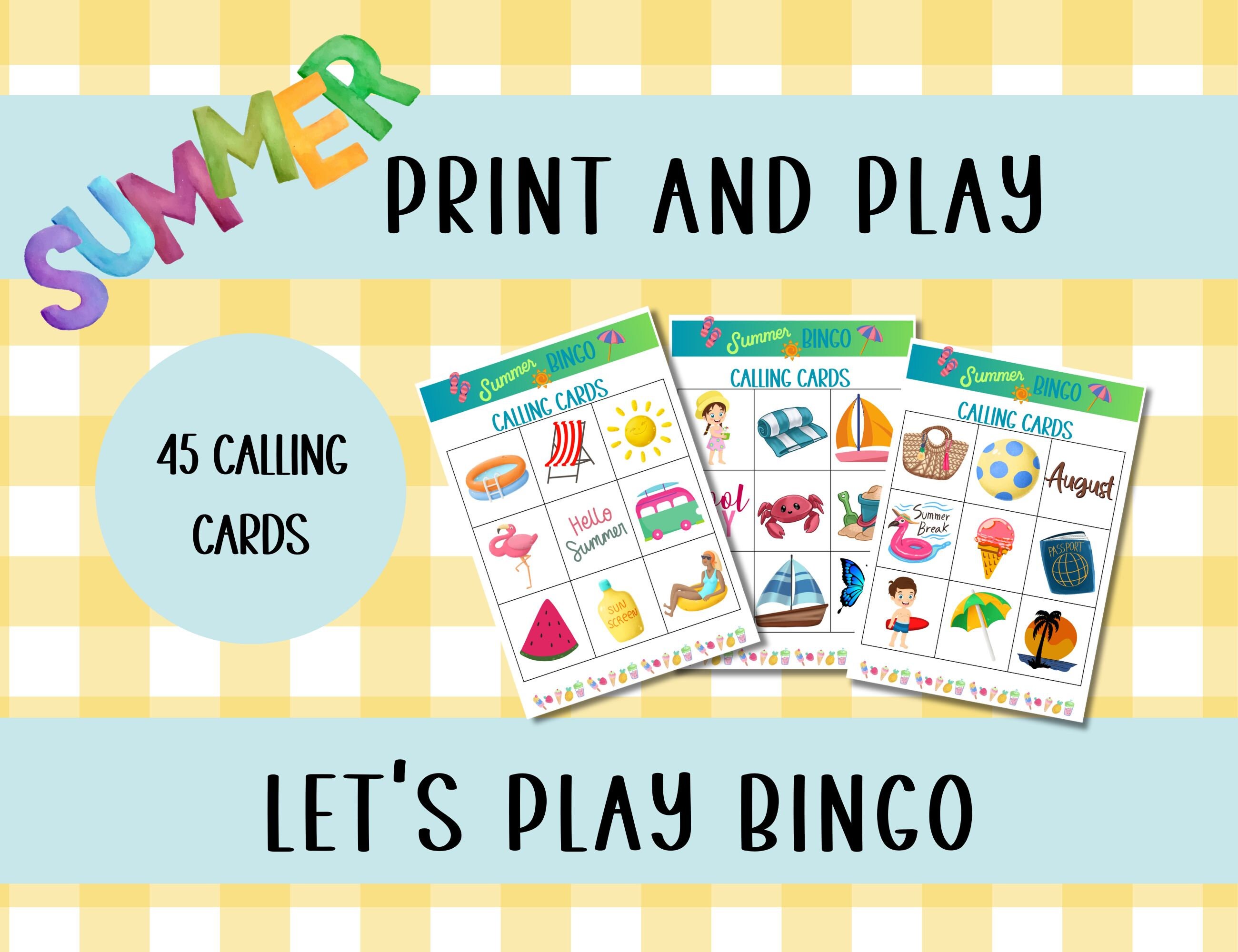 Bingo Game for Summer, Kids Bingo Game, Summer Game Activity, Group ...