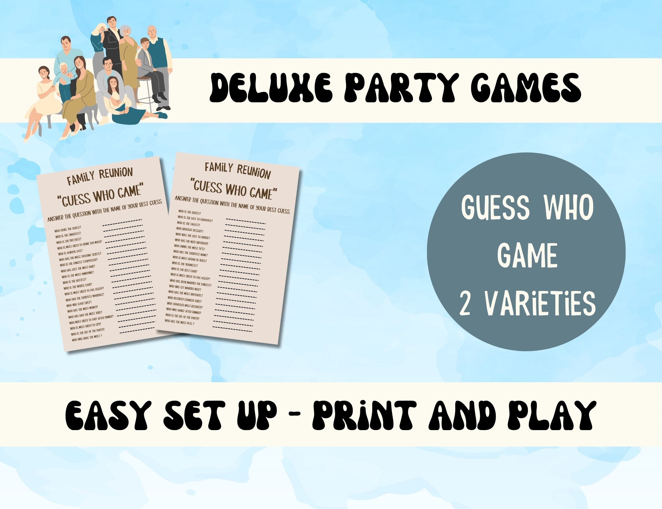 Family Reunion Game Bundle Family Game Night Party Games Family Games ...