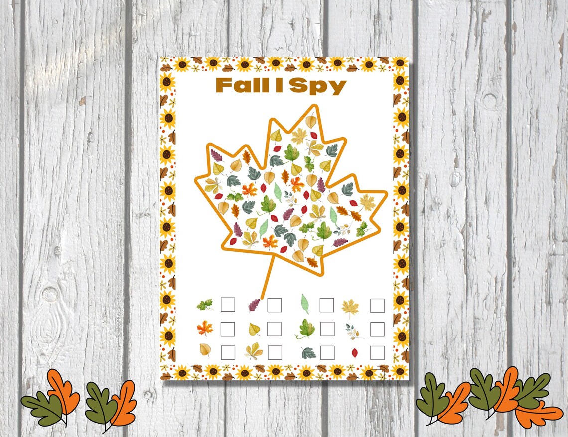 I Spy Fall Printable Activity Game for Kids, Fall Games for Children ...