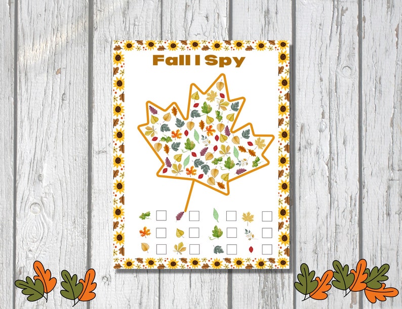 I Spy Fall Printable Activity Game for Kids, Fall Games for Children ...