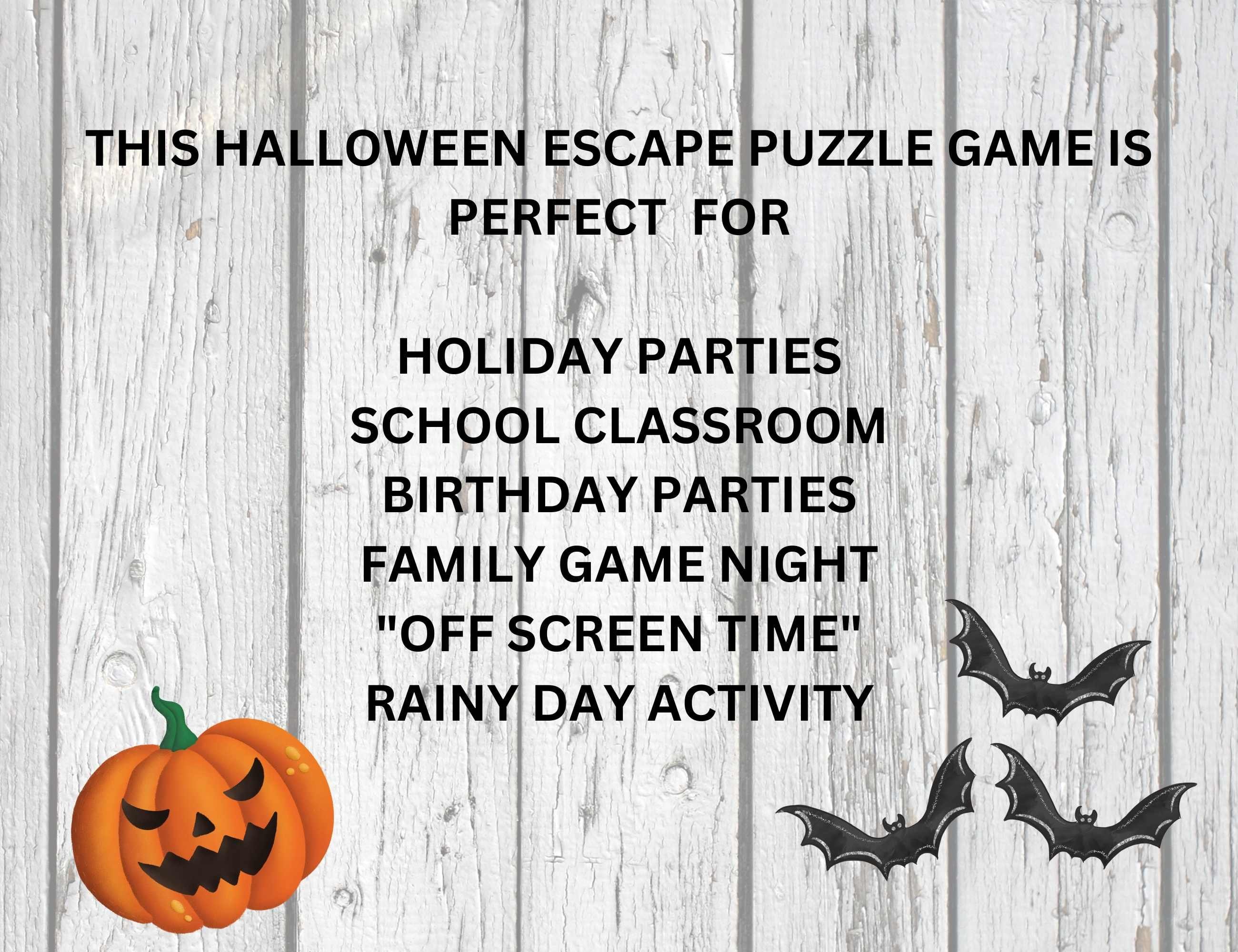 Halloween Kids Escape Room Printable Game Party Puzzle - Etsy