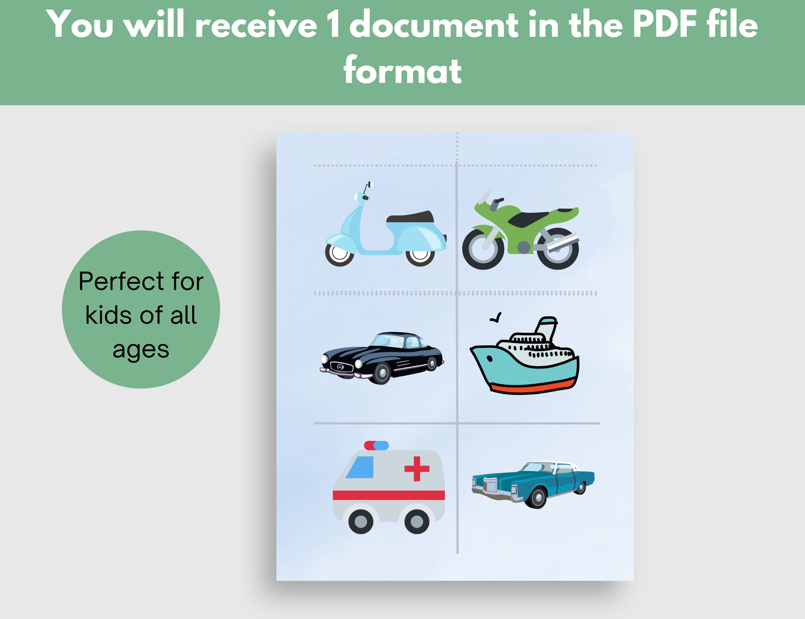 Bingo Game for Kids Featuring Transportation; Printable Bingo Game With ...