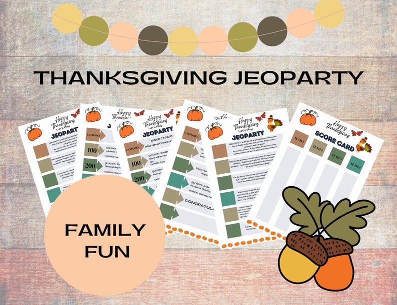 Thanksgiving Jeoparty Printable Game, Friendsgiving Trivia, Jeoparty ...