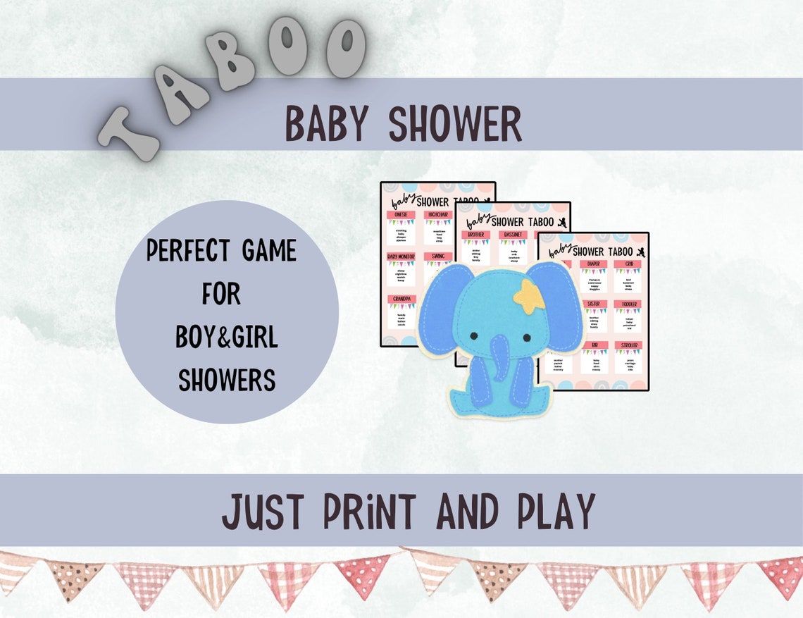 Baby Shower Game, Baby Shower Taboo Game; Pink Baby Shower Game ...