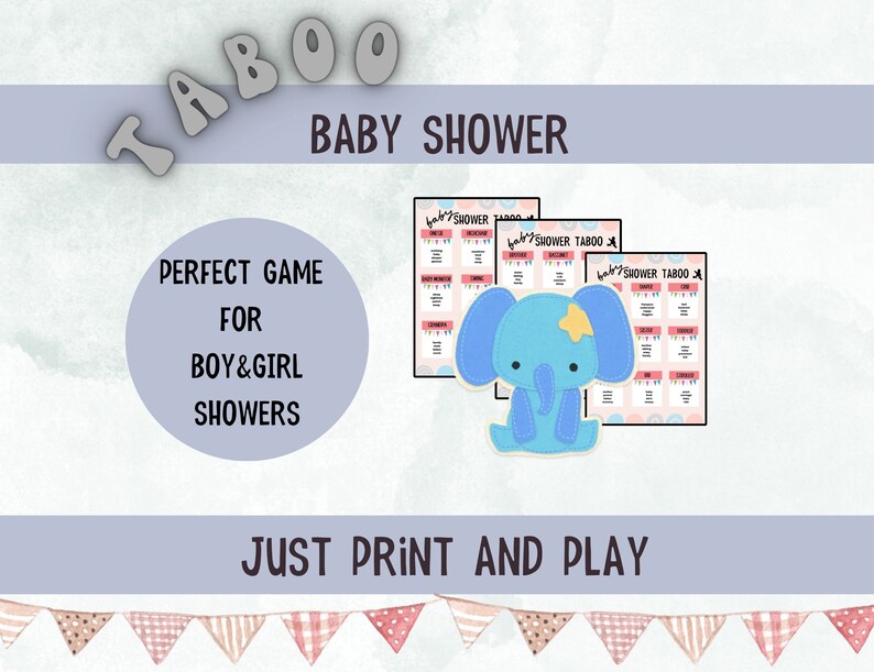 Baby Shower Game, Baby Shower Taboo Game; Pink Baby Shower Game ...