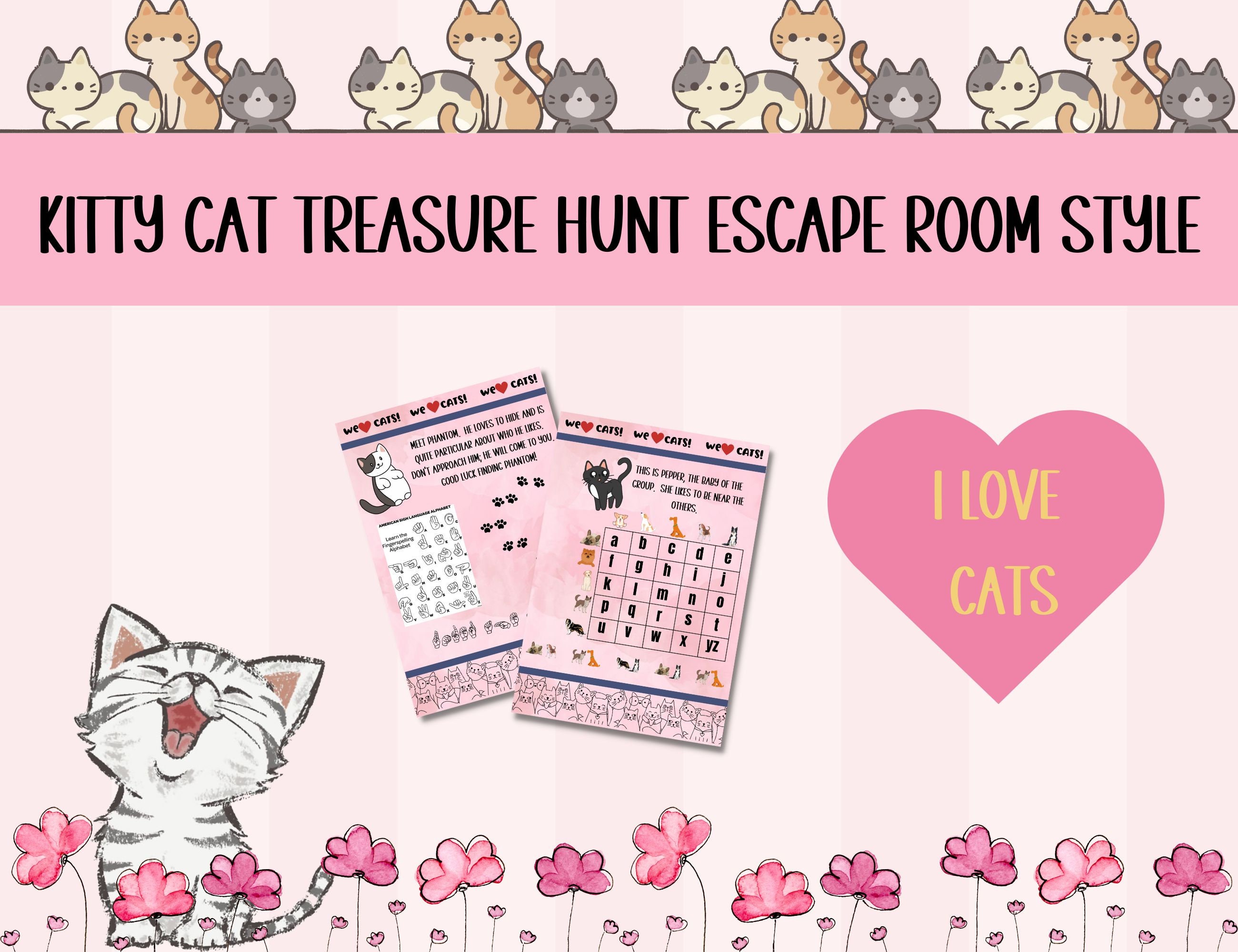 Birthday Party Game Treasure Hunt With Cats; Escape Room Style Puzzle ...