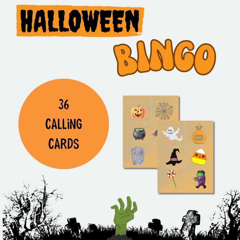 Halloween Bingo Game for Kids; Halloween Party Game ; Halloween Bingo ...