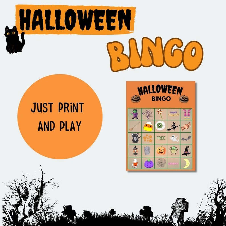 Halloween Bingo Game for Kids; Halloween Party Game ; Halloween Bingo ...