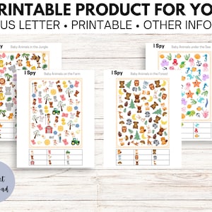 Kids Activity I Spy Baby Animals; Classroom Activity Worksheet Baby ...