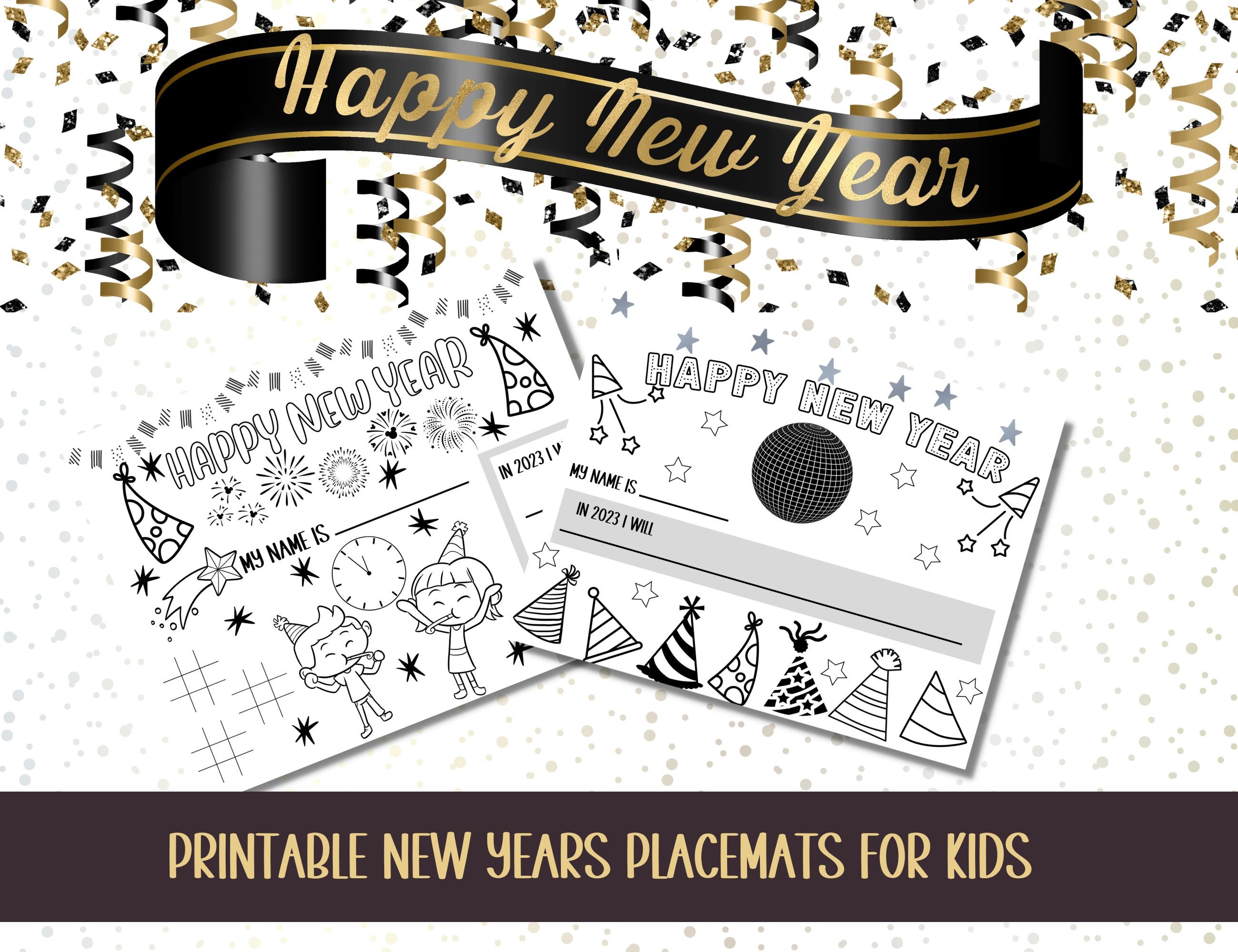 Printable New Years Placemat for Kids. 2023 Kids Activity Sheet ...
