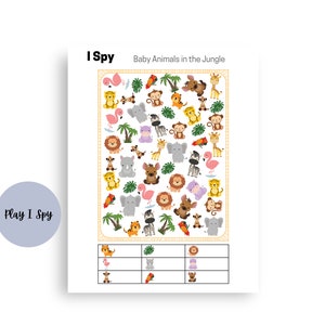 Kids Activity I Spy Baby Animals; Classroom Activity Worksheet Baby ...