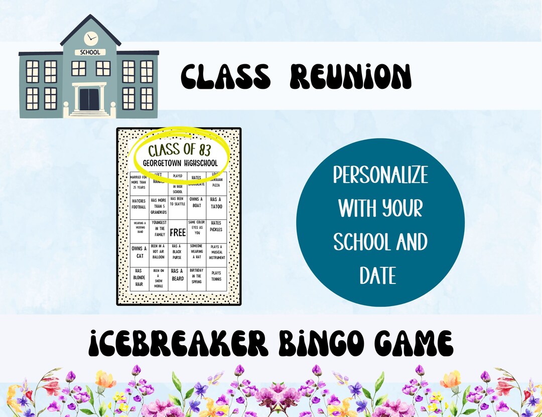 Class Reunion Bingo Game With Personalization, Icebreaker Bingo Game ...