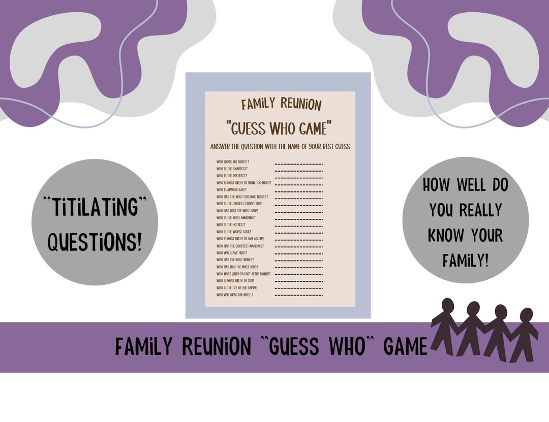 Family Reunion Guess Who Game| Family Trivia Quiz| Family Reunion Party ...