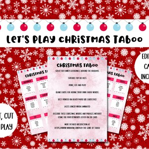 Christmas Taboo Game for Families. Fun Forbidden Word Game for Lots of ...