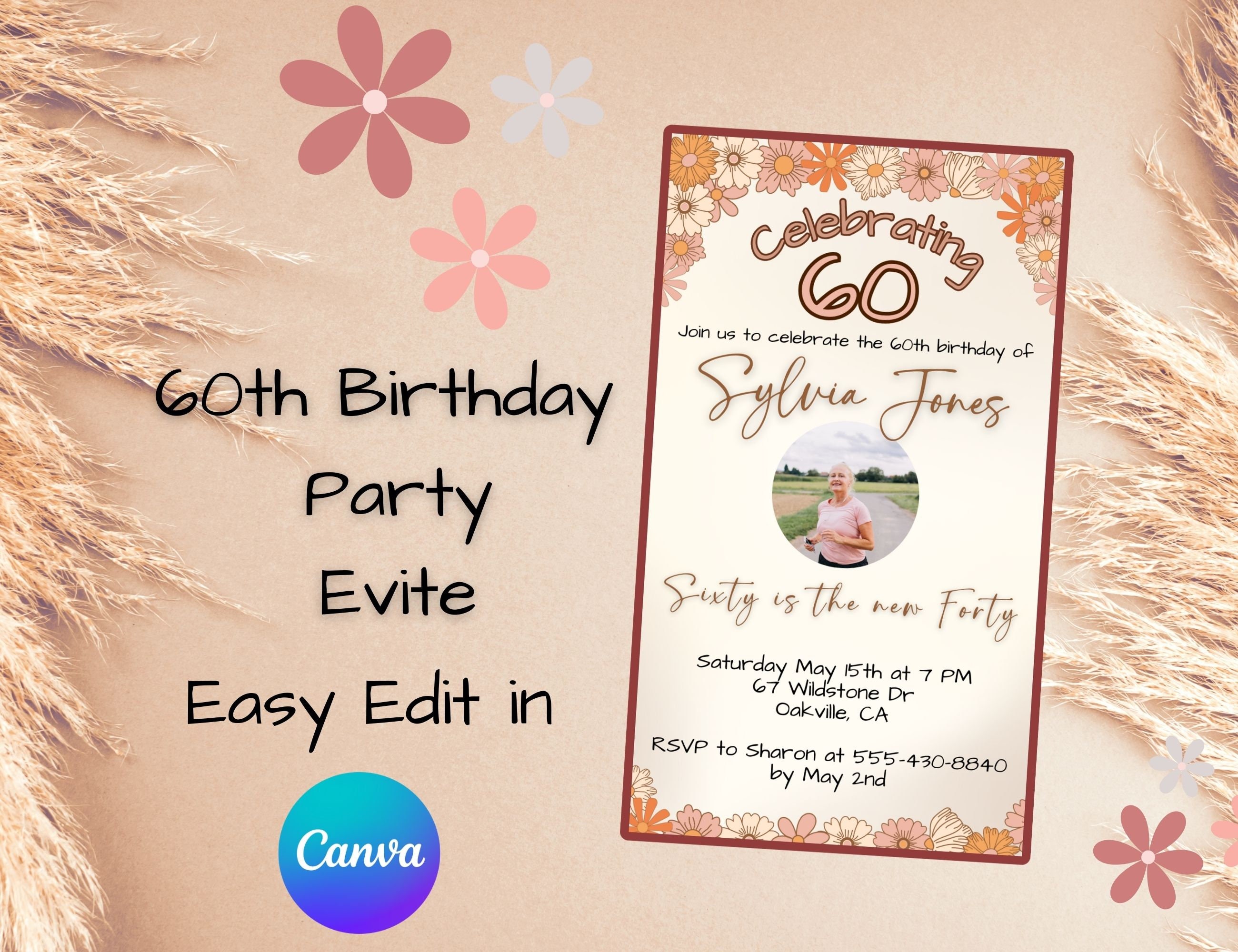 60th Birthday Party Invitation; Born in 1965 Birthday Party Evite ...
