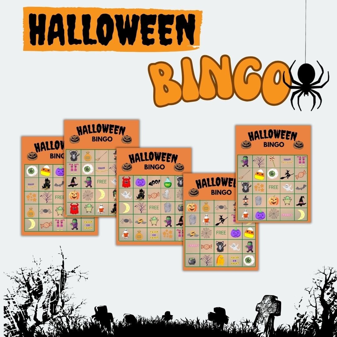 Halloween Bingo Game for Kids; Halloween Party Game ; Halloween Bingo ...