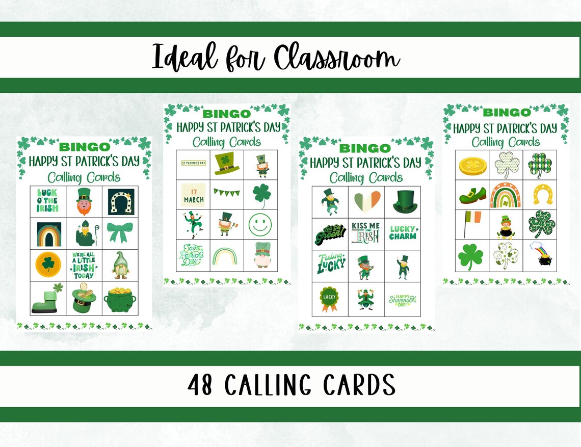 St Patrick's Day Bingo, Classroom Bingo for St Patricks Day, Birthday ...