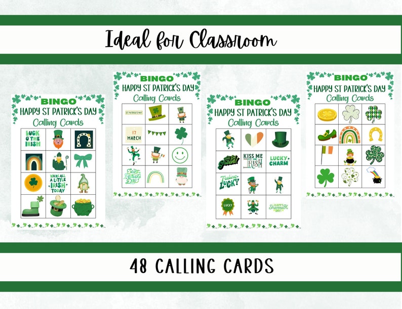 St Patrick's Day Bingo, Classroom Bingo for St Patricks Day, Birthday ...