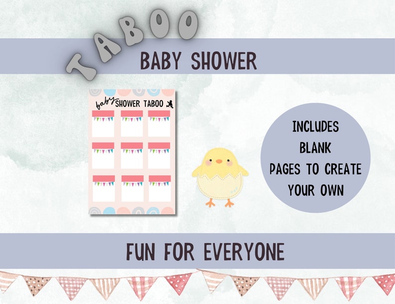 Baby Shower Game, Baby Shower Taboo Game; Pink Baby Shower Game ...