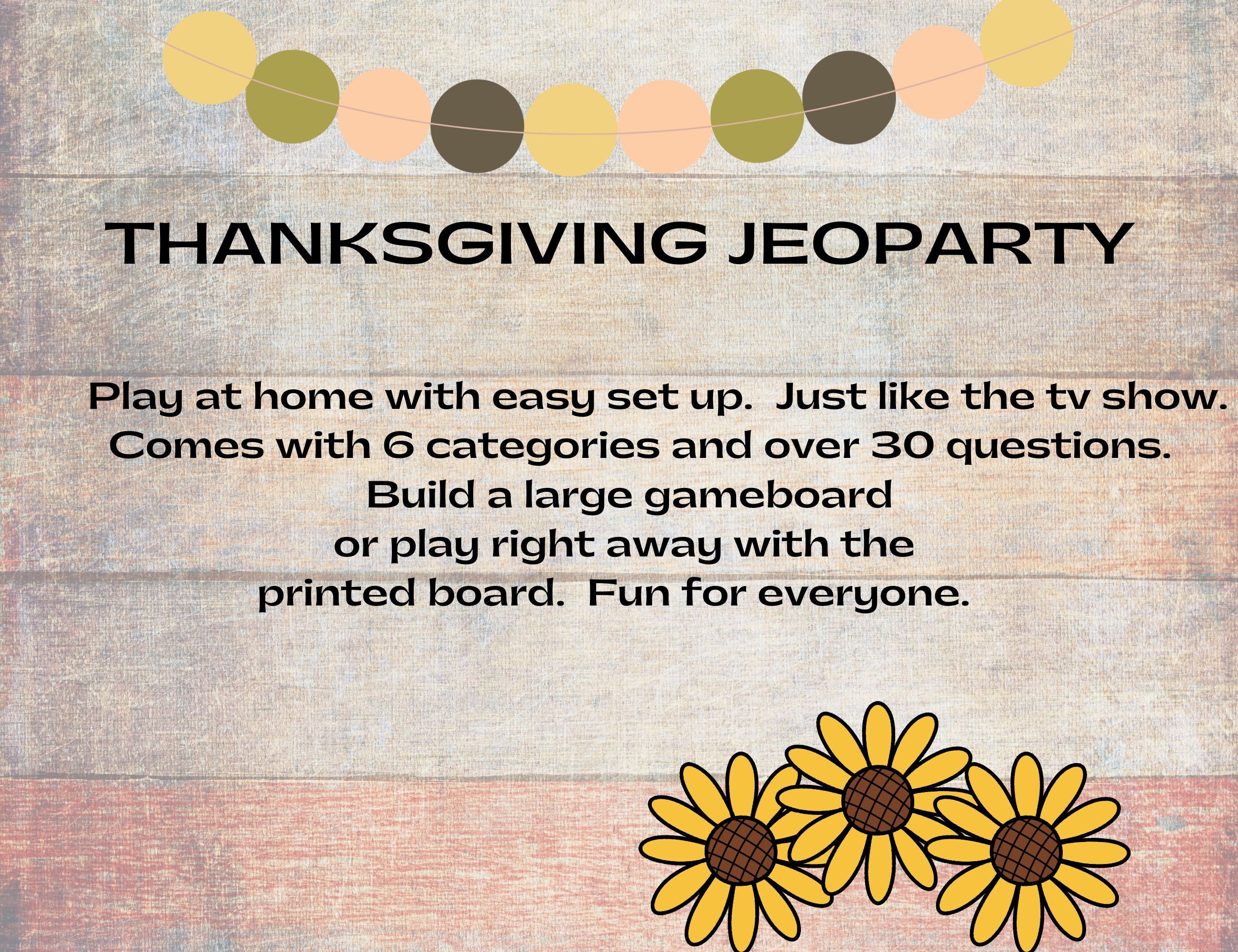 Thanksgiving Jeoparty Printable Game, Friendsgiving Trivia, Jeoparty ...