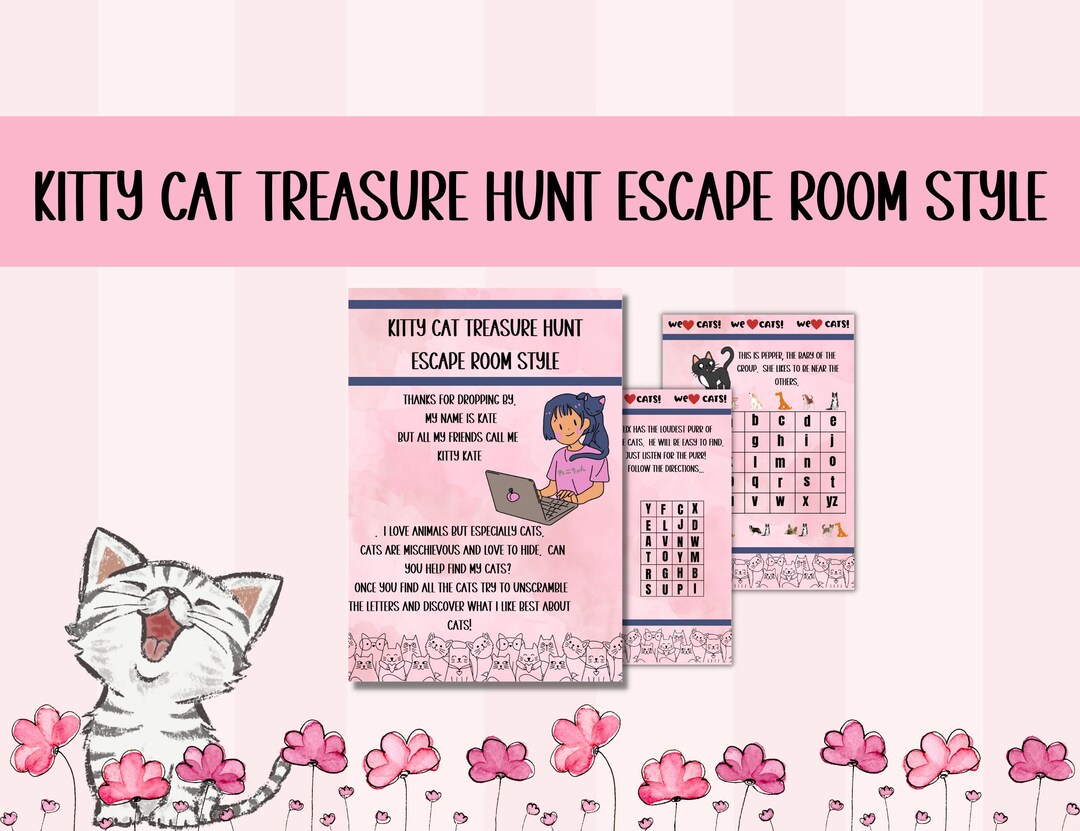 Birthday Party Game Treasure Hunt With Cats; Escape Room Style Puzzle ...