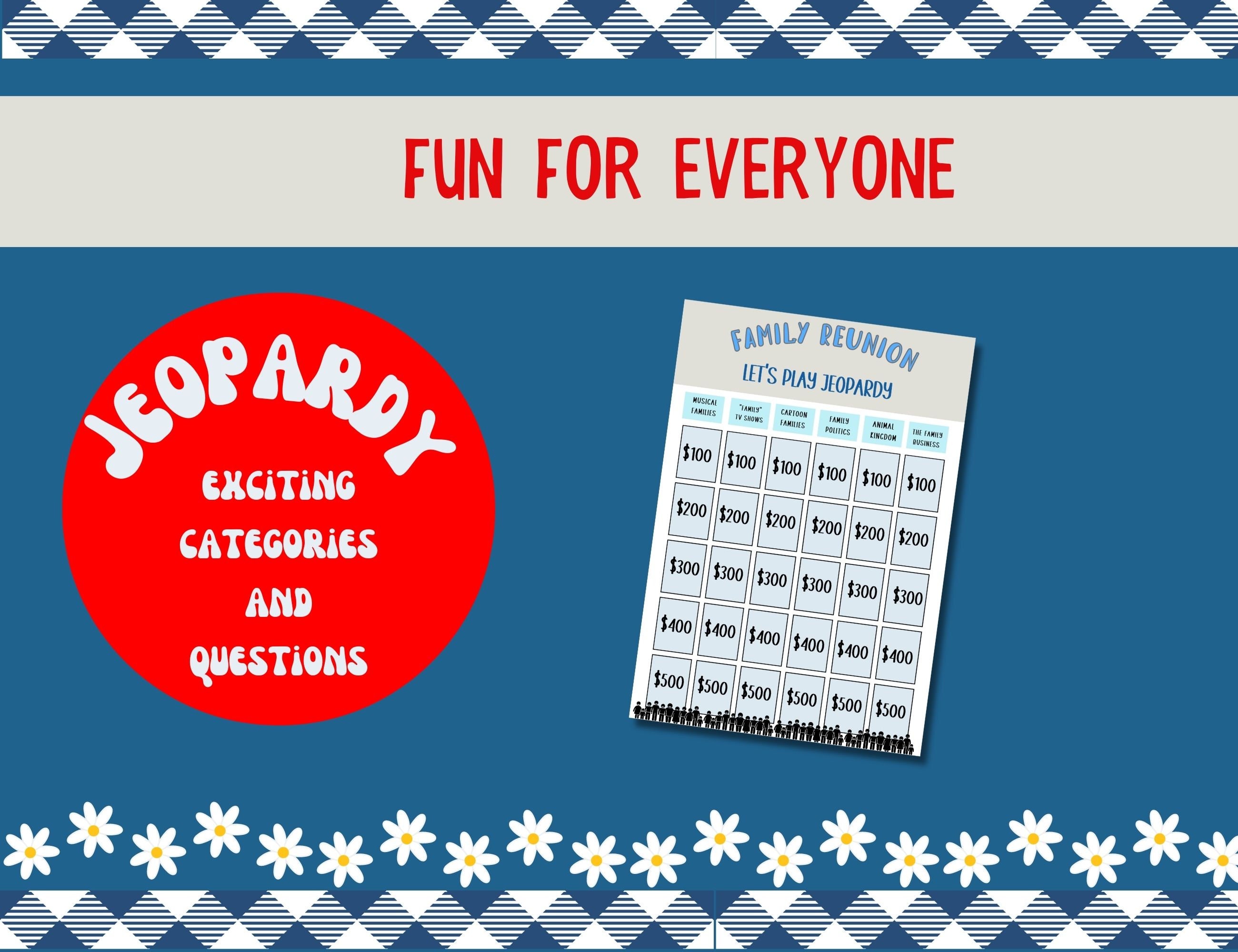 Family Reunion Jeopardy Game| Family Party Game| Trivia Game| Game for ...