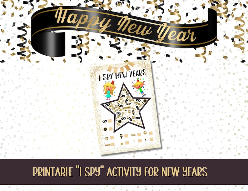 Printable I Spy Game for New Years. Kids Activity for New Years ...