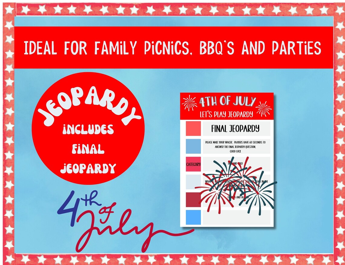4th of July Jeopardy Party Game| Family Jeopardy Game for July 4th ...