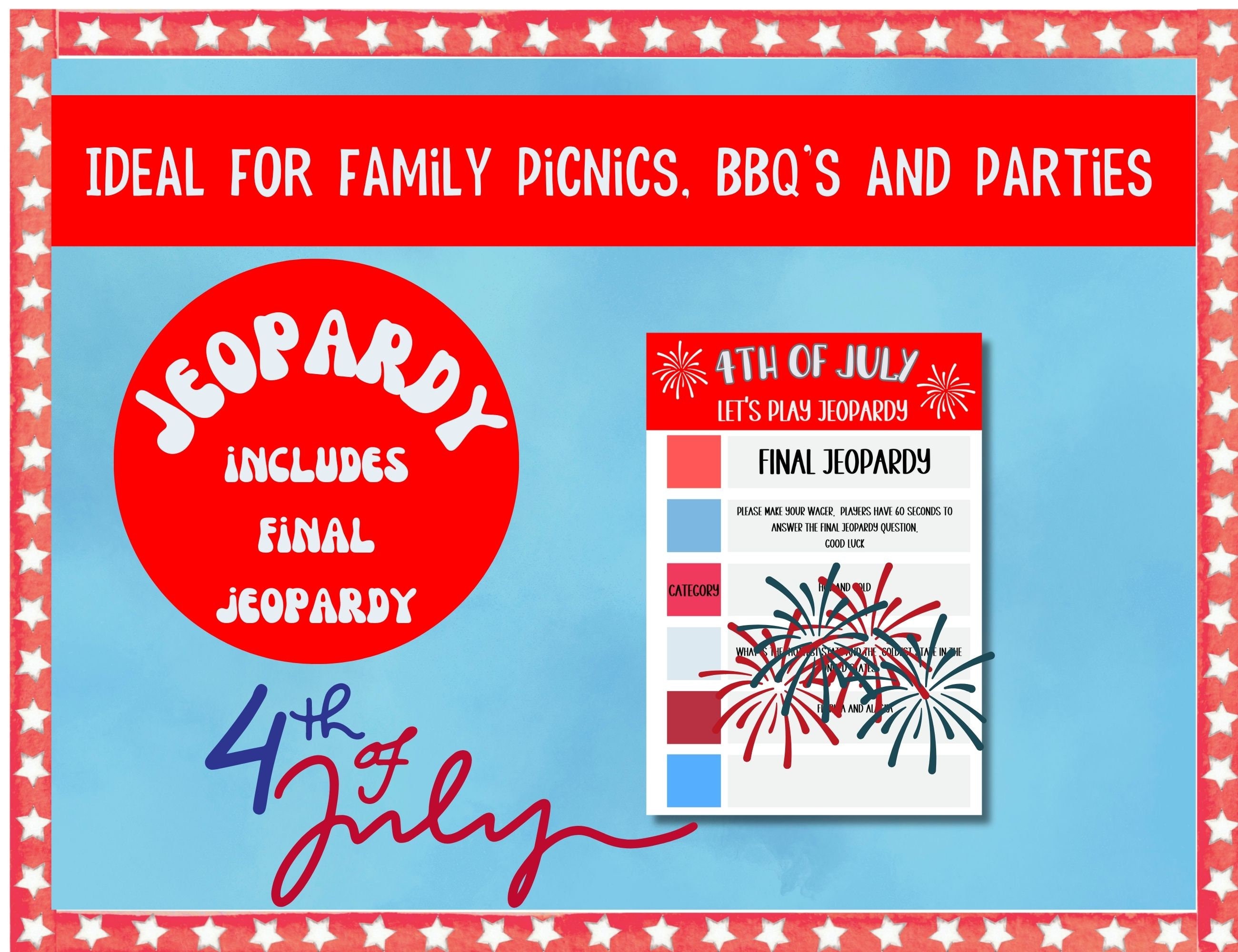 4th of July Jeopardy Party Game| Family Jeopardy Game for July 4th ...