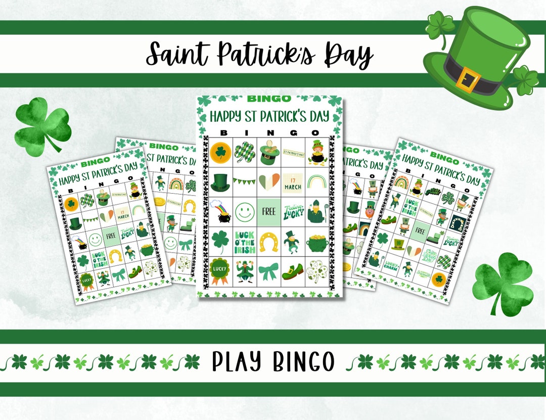 St Patrick's Day Bingo, Classroom Bingo for St Patricks Day, Birthday ...