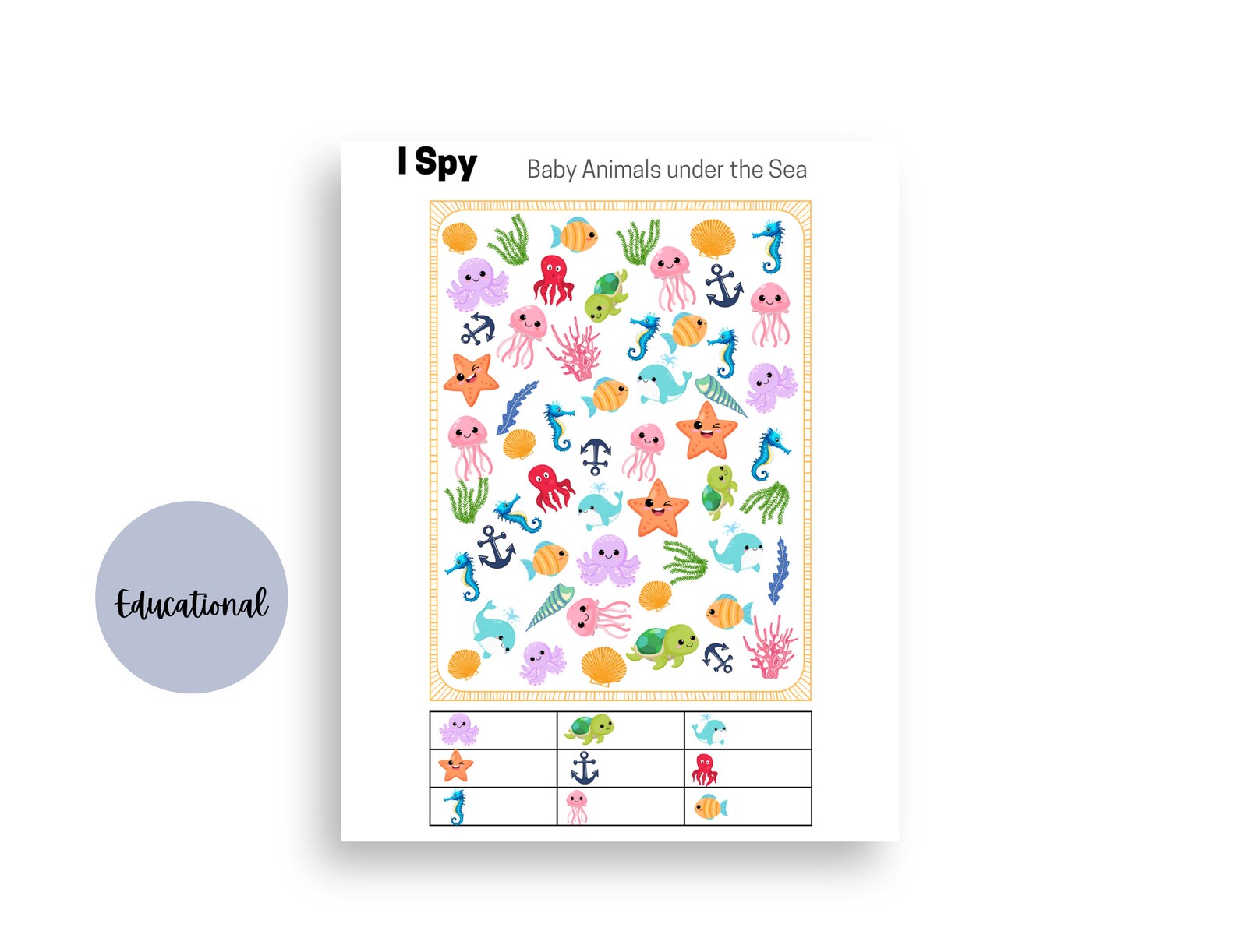 Kids Activity I Spy Baby Animals; Classroom Activity Worksheet Baby ...