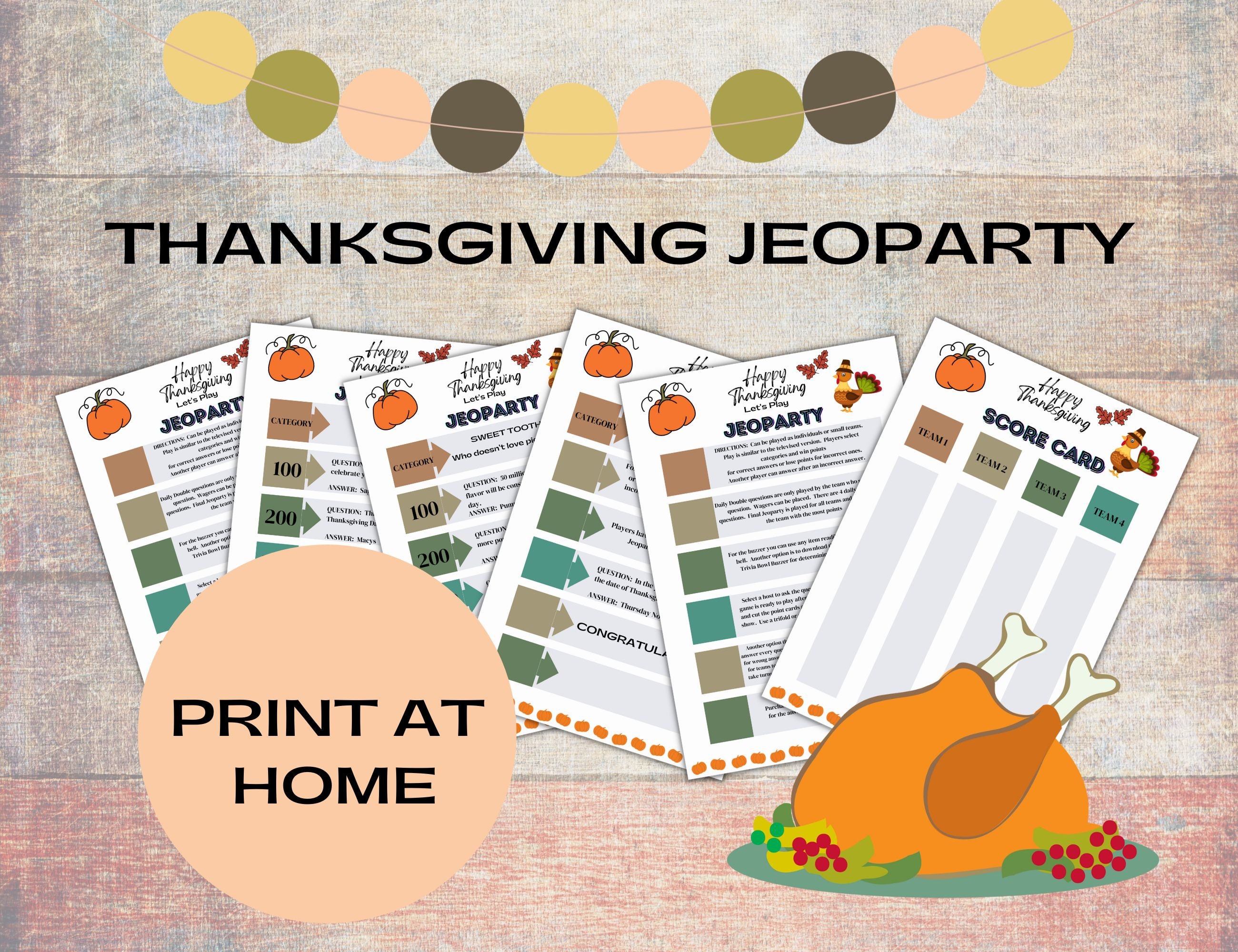 Thanksgiving Jeoparty Printable Game, Friendsgiving Trivia, Jeoparty ...