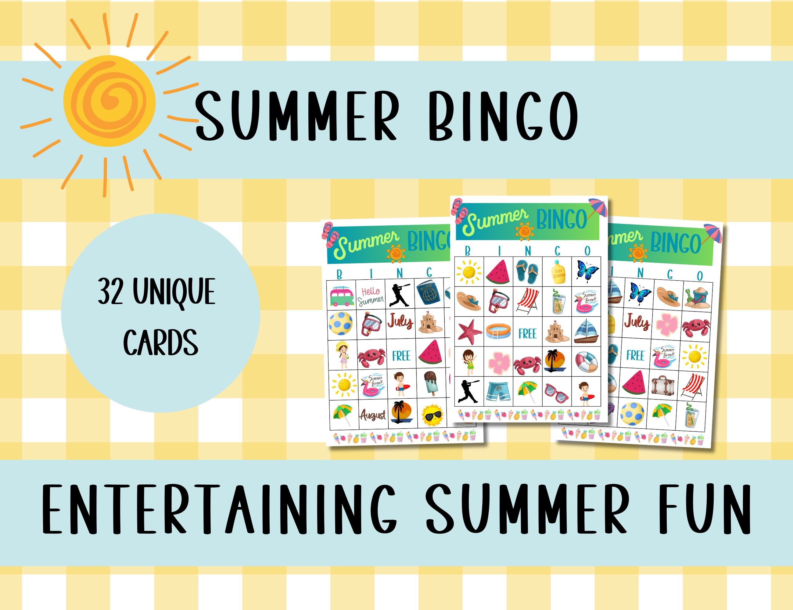Bingo Game for Summer, Kids Bingo Game, Summer Game Activity, Group ...