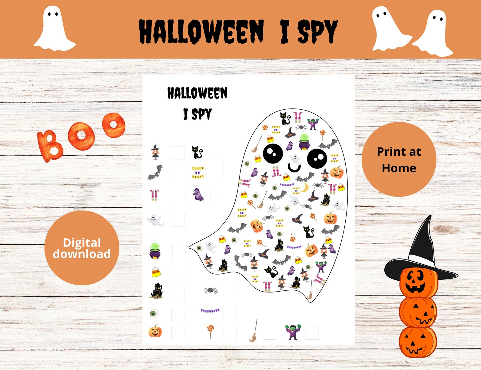 Halloween I Spy Game Printable Download Puzzle for Kids - Etsy
