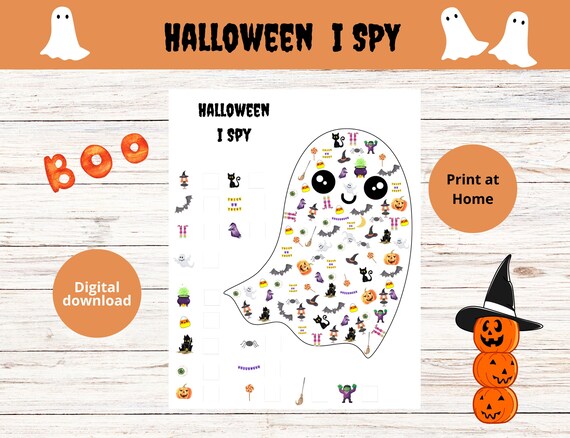 Halloween I Spy Game Printable Download Puzzle for Kids - Etsy
