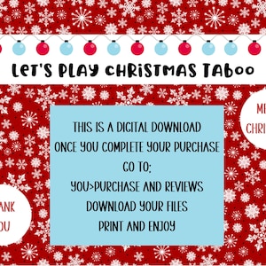 Christmas Taboo Game for Families. Fun Forbidden Word Game for Lots of ...