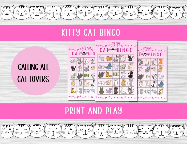 Bingo Game for Cat Lovers, Cat Lovers Bingo; Group Activity Bingo for ...