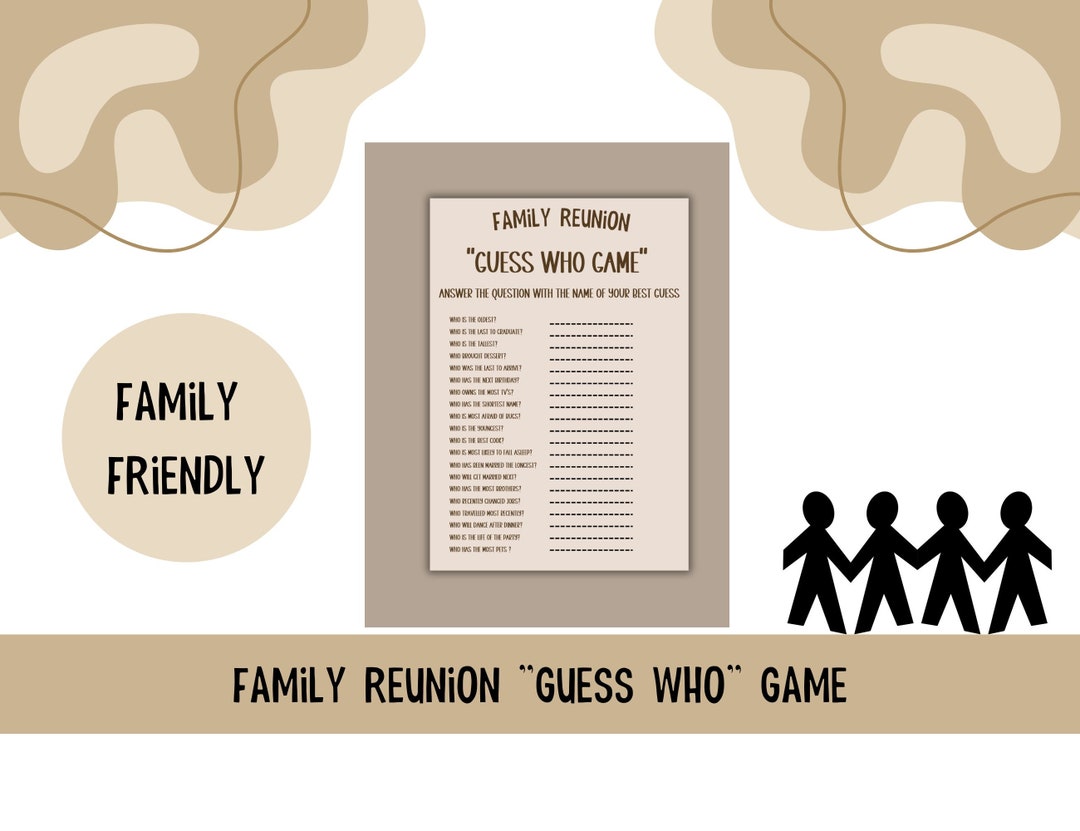Family Reunion Guess Who Game| Family Trivia Quiz| Family Reunion Party ...